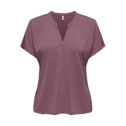 Kurzarmshirt Only "ONLFREE LIFE S/S SPLIT TOP JRS", Damen, Gr. S, rose braun, Jersey, Obermaterial: 70% Modal, 30% Polyester, unifarben, regular fit normal, V-Ausschnitt, Shirts Kurzarmshirt, Materialmix, regular fit, Topseller
