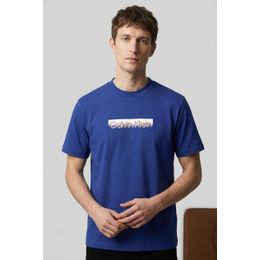 T-Shirt Calvin Klein "20S EU WHOLESALE SPORTSWEAR GRAP", Herren, Gr. XL, blau majesty, Web, Obermaterial: 100% Baumwolle, unifarben, l&auml;ssig geschnitten normal, Rundhals, eingesetzt abgesteppte Kante, Shirts T-Shirt, Regular fit mit Rundhalsausschnitt