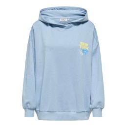 Sweatshirt Only "ONLELO L/S PRINT HOOD BOX SWT", Damen, Gr. L, soft chambray print:apple, Sweatware, Obermaterial: 60% Baumwolle, 40% Polyester, bedruckt, regular fit normal, Rundhals, Sweatshirts Sweatshirt, Baumwollmischung, regular fit