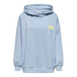 Sweatshirt Only "ONLELO L/S PRINT HOOD BOX SWT", Damen, Gr. XS, soft chambray print:apple, Sweatware, Obermaterial: 60% Baumwolle, 40% Polyester, bedruckt, regular fit normal, Rundhals, Sweatshirts Sweatshirt, Baumwollmischung, regular fit