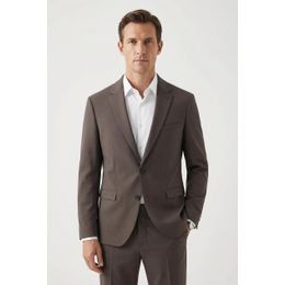 Anzugsakko Cinque "CIMONOPOLI_S", Herren, Gr. 98, braun, Web, Obermaterial: 53% Polyester, 43% Schurwolle, 4% Elasthan, unifarben, slim fit h&uuml;ftbedeckend, mit Kn&ouml;pfen, Sakkos Anzugsakko