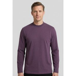 Langarmshirt Fynch-Hatton, Herren, Gr. S, aubergine, Jersey, Obermaterial: 100% Baumwolle, unifarben, gerade h&uuml;ftbedeckend, Rundhals, Shirts Langarmshirt, gerade Passform, aus Baumwolle, unifarben, mit Logo-Stickerei
