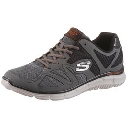 Sneaker Skechers "VERSE-FLASH POINT", Herren, Gr. 45, dunkelgrau, Leder, Textil, Schuhe Sneaker, Freizeitschuh, Halbschuh, Schn&uuml;rschuh mit Memory Foam-Ausstattung