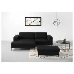 Ecksofa DOMO collection "Modica kompakt und elegant, Breite 244, L-Form", grau (anthrazit), B:244cm H:83cm T:173cm, 100% Polyester, Sofas, Ecksofa, moderne Optik mit extrabreiter Recamiere, auch in Cord