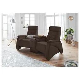 2,5-Sitzer exxpo - SOFA FASHION "Ascoli, Kinosofa mit hohem Sitzkomfort, bequeme Armlehnen", braun, B:199cm H:106cm T:99cm, NaturLEDER (echtes Rindsleder) in Sitz und R&uuml;cken. Korpus in passendem Kunstleder SOFTLUX bezogen;Velours in Lederoptik (100% Polyester), Sofas, inkl. Relaxfunktion, mit Ablage und Staufach, hohe R&uuml;ckenlehne