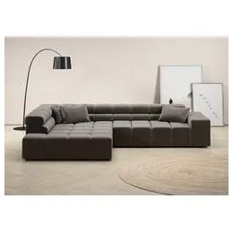 Ecksofa Home Affaire "Ancona incl. Kopfteilverstellung, Breite 319cm, L-Form", grau (stone), B:319cm H:70cm T:215cm, Struktur (85% Polyester, 15% Viskose);Luxus-Microfaser weich (98% Polyester, 2% Nylon);Velours (100% Polyester), Sofas, Ecksofa, wahlweise motorische Sitztiefenverstellung, auch in Cord + Easy Care