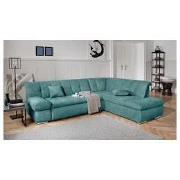 Ecksofa DOMO collection "Mona L-Form bequem und komfortabel, Breite 271cm, L-Form", blau (petrol), B:271cm H:80cm T:213cm, Struktur fein 100% Polyester;Chenilleoptik 100% Polyester, Sofas, Ecksofa, wahlweise mit Bett- und Armlehnfunktion