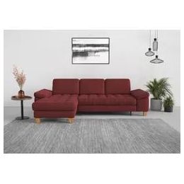 Sit & More Ecksofa SIT & MORE "Westham L-Form", rot (bordeaux), B:275cm H:88cm T:172cm, 100% Polyester, Sofas, Ecksofa, mit Recamiere, mit oder ohne Bettfunktion, Bettkasten, F&uuml;&szlig;e Eiche