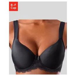 Schalen-BH Lascana, Damen, Gr. 75, Cup F, schwarz, Microtouch, Obermaterial: 85% Polyamid, 15% Elasthan, BHs Schalen-BH, mit B&uuml;gel, nahtlos vorgeformte Cups, Spitzendetails, Dessous, Topseller
