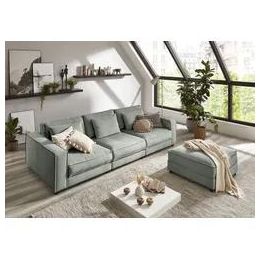3-Sitzer "Valan", grau, B:279cm H:83cm T:126cm, ATLANTIC HOME COLLECTION, Sofas, XXL-Sitzfl&auml;che, mit Cord-Bezug, frei stellbar, mit Wellenunterfederung