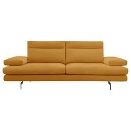 3,5-Sitzer Calia italia "Toby Wing, 228 cm breit, italienisches Designsofa, Megasofa", orange (senape bull), B:228cm H:90cm T:113cm, Leder BULL (100% Leder), Sofas, inkl. Sitztiefenverstellung und Armteilfunktion, F&uuml;&szlig;e in Schwarz matt