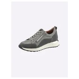 Sneaker Heine, Damen, Gr. 36, grau (grau, grau, metallic), Leder, Textil, Veloursleder, Schuhe Sneaker