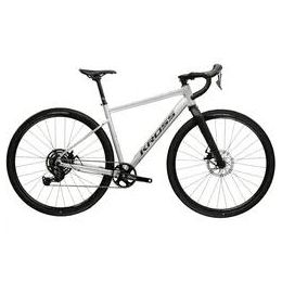 Gravelbike KROSS "KROSS Gravelbike Esker 1.0 28" grau 18 G&auml;nge Gabel aus Carbon 2026" Gr. 48, grau, schwarz, Fahrr&auml;der, Herren, 48cm, 28 Zoll (71,12cm) hinten: 28 Zoll (71,12cm), Carbon aus Gabel