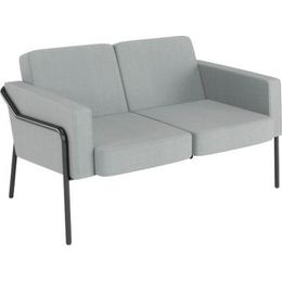 Zweisitzer Sofa meet by Paperflow MEDSO Klassik, gepolstert, Sitzfl&auml;che austauschbar, B 1040 x T 515 x H 410 mm, Stoff und Stahl, grau/mattschwarz