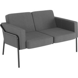 Zweisitzer Sofa meet by Paperflow MEDSO Klassik, gepolstert, Sitzfl&auml;che austauschbar, B 1040 x T 515 x H 410 mm, Stoff und Stahl, anthrazit/mattschwarz