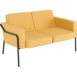 Zweisitzer Sofa meet by Paperflow MEDSO Klassik, gepolstert, Sitzfl&auml;che austauschbar, B 1040 x T 515 x H 410 mm, Stoff und Stahl, gelb/mattschwarz