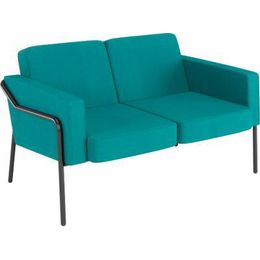 Zweisitzer Sofa meet by Paperflow MEDSO Klassik, gepolstert, Sitzfl&auml;che austauschbar, B 1040 x T 515 x H 410 mm, Stoff und Stahl, blau/mattschwarz
