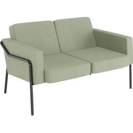 Zweisitzer Sofa meet by Paperflow MEDSO Klassik, gepolstert, Sitzfl&auml;che austauschbar, B 1040 x T 515 x H 410 mm, Stoff und Stahl, gr&uuml;n/mattschwarz
