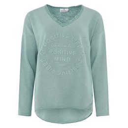 Zwillingsherz Sweatshirt "Positive Mind" in Gr&uuml;n - 40% | Gr&ouml;&szlig;e S/M | Damen-sweatshirts-jacken