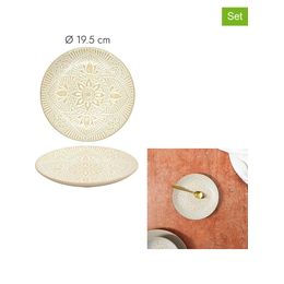 Ethnical Life 6er-Set: Fr&uuml;hst&uuml;cksteller ''Sahara'' in Beige - &Oslash; 19,5 cm - 50% | Gedeckter-tisch
