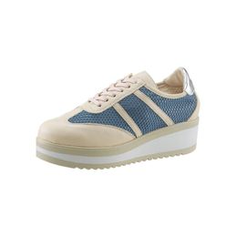 Heine Leder-Sneakers in Beige/ Blau - 76% | Gr&ouml;&szlig;e 36 | Damen-sneakers