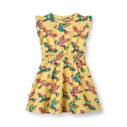 Smafolk Sm&aring;folk Kleid "Papageien" in Gelb/ Bunt - 64% | Gr&ouml;&szlig;e 110/116 | Kinderkleider