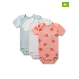 Sanetta 3er-Set: Bodys in T&uuml;rkis/ Wei&szlig;/ Rot - 50% | Gr&ouml;&szlig;e 62 | Baby-bodys