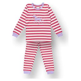 Sense Organics Pyjama "Long John" in Pink/ Wei&szlig; - 53% | Gr&ouml;&szlig;e 122/128 | Kinder-waesche