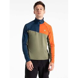 Dare 2b Funktionslongsleeve "Dignify III Core Stretch" in Khaki/ Orange/ Blau - 75% | Gr&ouml;&szlig;e S | Herren-sportshirts