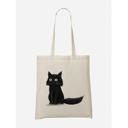 WOOOP Stoffbeutel "Sitting Cat" in Creme/ Schwarz - (B)36 x (H)43 cm - 47% | Einkaufstaschen