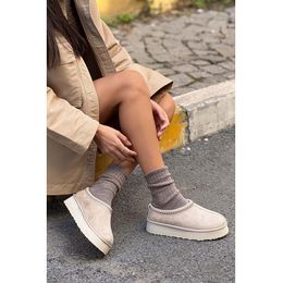 Trendyol Leder-Ankle-Boots in Beige - 70% | Gr&ouml;&szlig;e 37 | Stiefeletten