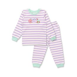 Sense Organics Pyjama "Long John" in Wei&szlig;/ Lila - 51% | Gr&ouml;&szlig;e 110/116 | Kinder-waesche