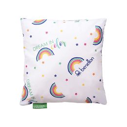 Benetton Kissen "Rainbow" in Wei&szlig;/ Bunt - 41% | Gr&ouml;&szlig;e 30x30 cm | Dekokissen