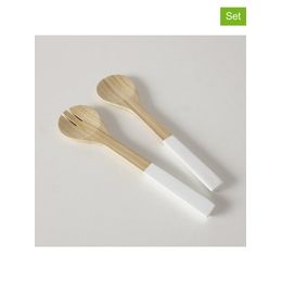 Boltze 2tlg. Salatbesteck-Set "Bambo" in Beige/ Wei&szlig; - (L)29 cm - 42% | Gedeckter-tisch