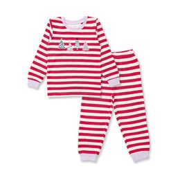 Sense Organics Pyjama "Long John" in Creme/ Rot - 51% | Gr&ouml;&szlig;e 122/128 | Kinder-waesche