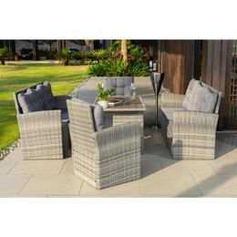 Ambia Garden Loungegarnitur, Grau, Metall, Kunststoff, 5-teilig, F&uuml;llung: Komfortschaum,Komfortschaum, einzeln stellbar, rund, 120x70 cm, Loungem&ouml;bel, Gartenlounge-Sets