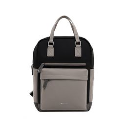 Rucksack Tamaris "Rucksack TAS Gianna", Damen, Gr. B/H/T: 38cm x 38cm x 17cm, schwarz (schwarz, grau 108), Obermaterial: 60% Polyurethan PU. 40% Polyester PES., Rucks&auml;cke Rucksack