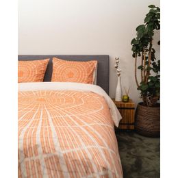 Bettw&auml;sche Kayori "Shima", orange, B/L: 135cm x 200cm, 1 Stk., 1 Stk., Mako-Satin, B/L: 80cm x 80cm, 2 Stk., Mako-Satin, Obermaterial: 100% Baumwolle, Bettw&auml;sche, Bettw&auml;sche, Hergestellt aus GOTS-zertifizierter Bio-Baumwolle