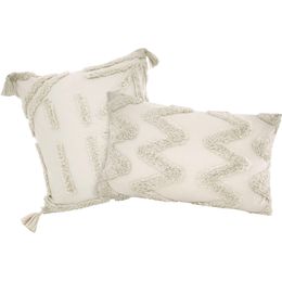 Dekokissen "Marusha", beige (beige, gemustert), 2 Stk., Baumwolle, LeGer Home by Lena Gercke, Dekokissen_Sitzkissen_Kissenh&uuml;llen, Kissenh&uuml;llen, 2 St&uuml;ck (30x50 cm & 50x50 cm), ohne F&uuml;llung, Tuft-Muster