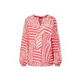 Schlupfbluse GOLDNER "Grafische Viskosebluse mit Schlitz", Damen, Gr. 40, rot (koralle, gemustert), Obermaterial: 100% Viskose CV., figurumspielend, V-Ausschnitt, Blusen Schlupfbluse, Gummib&uuml;ndchen am Armabschluss