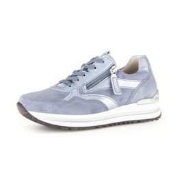 Gabor Damen Plateausneaker "TURIN", Gr. 37blau, Ziegenveloursleder, Schuhe, Freizeitschuh, Halbschuh, Schn&uuml;rschuh, Au&szlig;enrei&szlig;verschluss, H-Weite