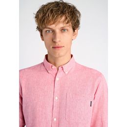Leinenhemd LINDBERGH "Leinenhemd Relaxed Fit", Herren, Gr. L, Normalgr&ouml;&szlig;en, pink, Obermaterial: 55% Leinen, 45% Baumwolle, Hemden