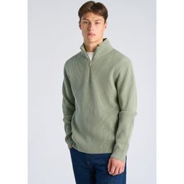 Troyer LINDBERGH "Troyer Relaxed Fit", Herren, Gr. M, sage gr&uuml;n, Obermaterial: 80% Baumwolle, 20% Polyester, unifarben, hoch geschlossener Ausschnitt, Pullover Troyer