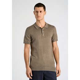 Poloshirt LINDBERGH "Poloshirt Slim Fit", Herren, Gr. L, dk sand mel, Obermaterial: 80% Viskose, 20% Nylon, schmal, V-Ausschnitt, Shirts