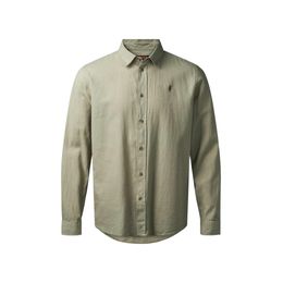 Langarmhemd MCS "MCS shirt MCGrand Prairie", Herren, Gr. L, Normalgr&ouml;&szlig;en, laurel oak, Obermaterial: 55% Leinen, 45% Baumwolle, Hemden