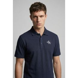 Poloshirt Calvin Klein Jeans "EASY MONOLOGO CASUAL PIQUE", Herren, Gr. S, schwarz sapphire, Web, Obermaterial: 100% Baumwolle, unifarben, l&auml;ssig geschnitten normal, Rundhals, eingesetzt gerader Abschluss, Shirts, Regular fit mit Polokragen