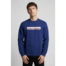 Sweatshirt Calvin Klein "EU SPORTSWEAR GRAPHIC CREWNECK", Herren, Gr. XXL, blau majesty, Sweatware, Obermaterial: 92% Baumwolle, 8% Polyester, unifarben, regular fit normal, Rundhals, eingesetzt Rippb&uuml;ndchen, Sweatshirts Sweatshirt, Regular fit mit Logodruck