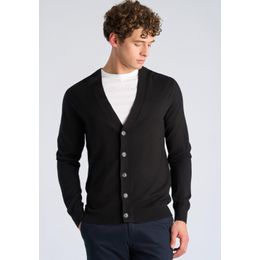 Strickjacke LINDBERGH "Cardigan Relaxed Fit", Herren, Gr. L, schwarz, Obermaterial: 80% Viskose, 20% Nylon, unifarben, Strickjacken Strickjacke