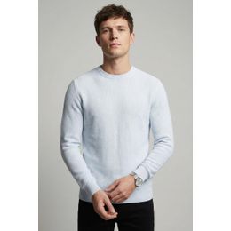 Rundhalspullover Calvin Klein "LS TEXTURED COTTON CREWNK SWEATE", Herren, Gr. M, plein air, Web, Obermaterial: 100% Baumwolle, unifarben, l&auml;ssig geschnitten normal, Rundhals, eingesetzt Rippb&uuml;ndchen, Pullover Rundhalspullover, Regular fit mit Rundhalsausschnitt