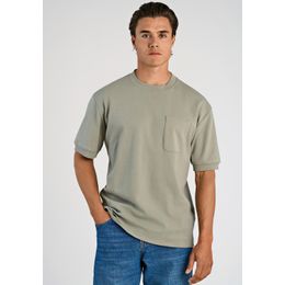 T-Shirt LINDBERGH "T-Shirt Oversize Fit", Herren, Gr. L, gr&uuml;n (khaki), Obermaterial: 85% Baumwolle, 15% Polyester, unifarben, oversize, Rundhals, Shirts T-Shirt